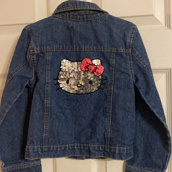 Hello Kitty Denim Jacket Gap Sweet Girl Style Hello Kitty Embroidered